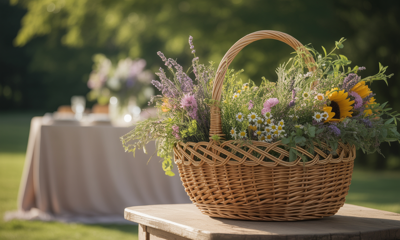 Panier en osier : 5 idées déco pour un mariage champêtre